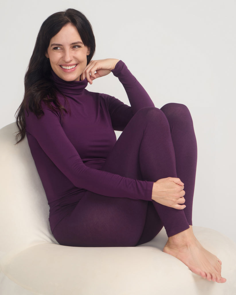 Bamboo Turtle Neck Skivvy - Purple – O2wear