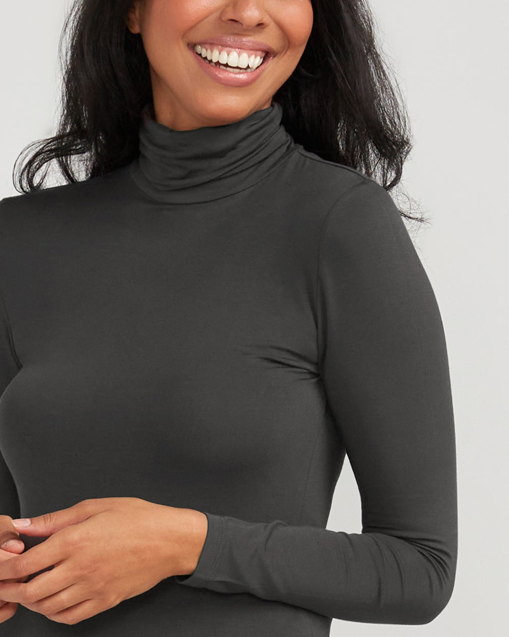 Bamboo Turtle Neck Skivvy - Dark Grey – O2wear