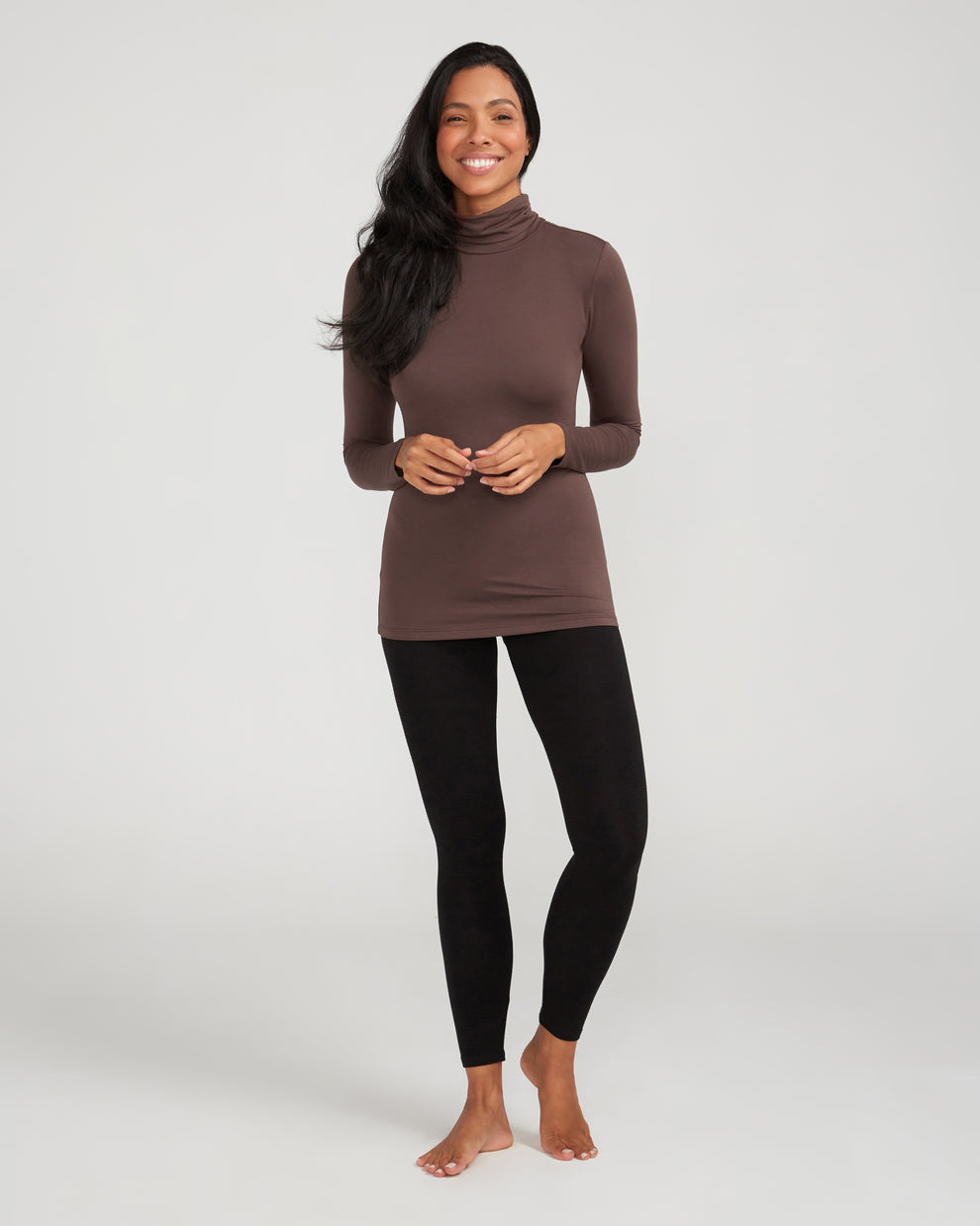 Bamboo Turtle Neck Skivvy - Chocolate – O2wear