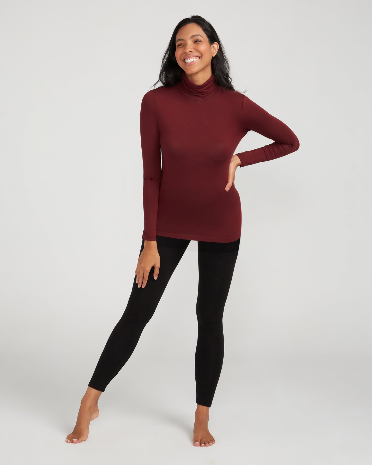Bamboo Turtle Neck Skivvy - Burnt Red – O2wear