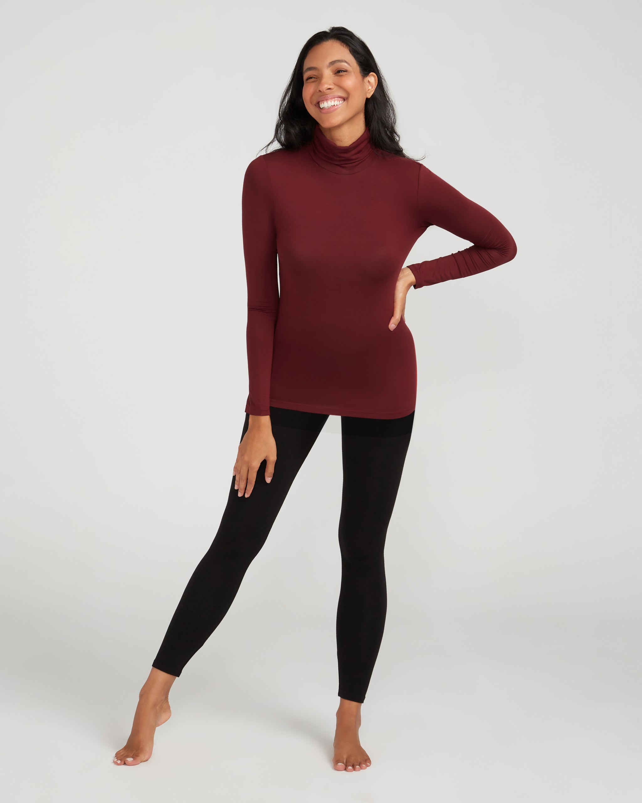 Bamboo Turtle Neck Skivvy - Burnt Red – O2wear