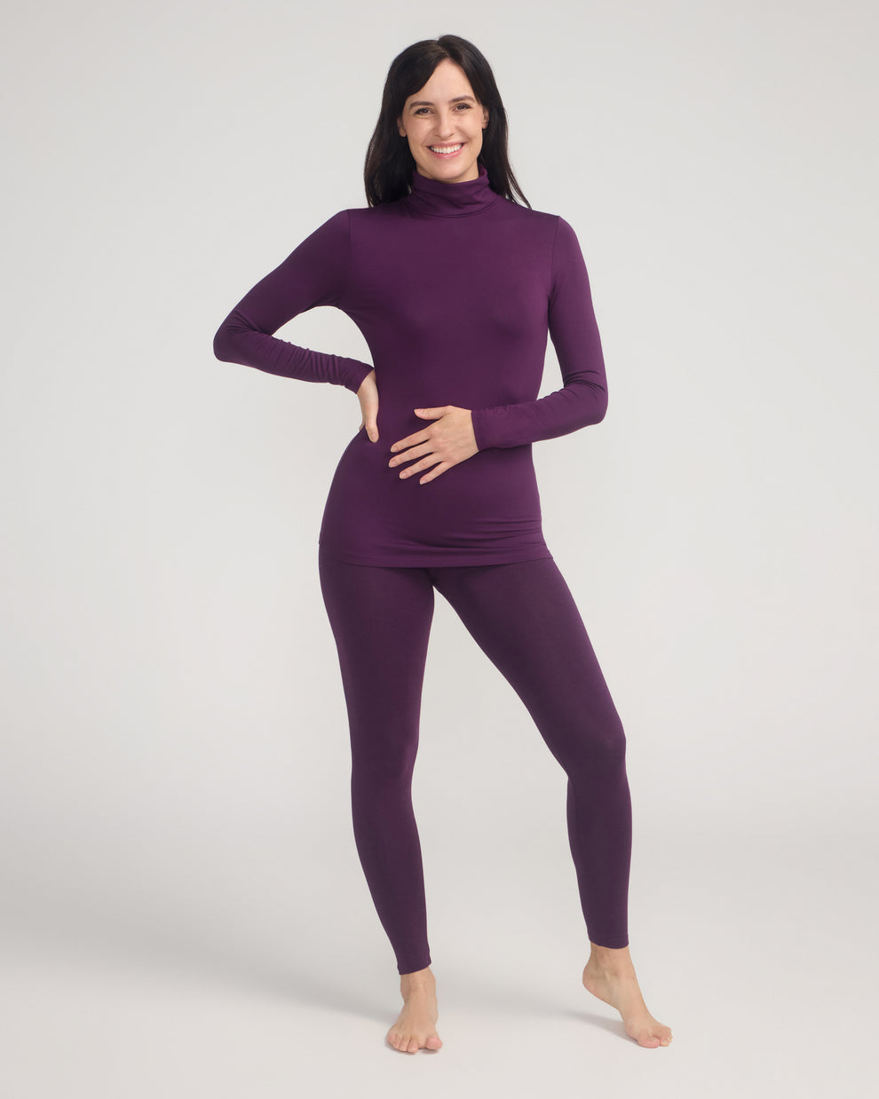 Bamboo Turtle Neck Skivvy - Purple – O2wear