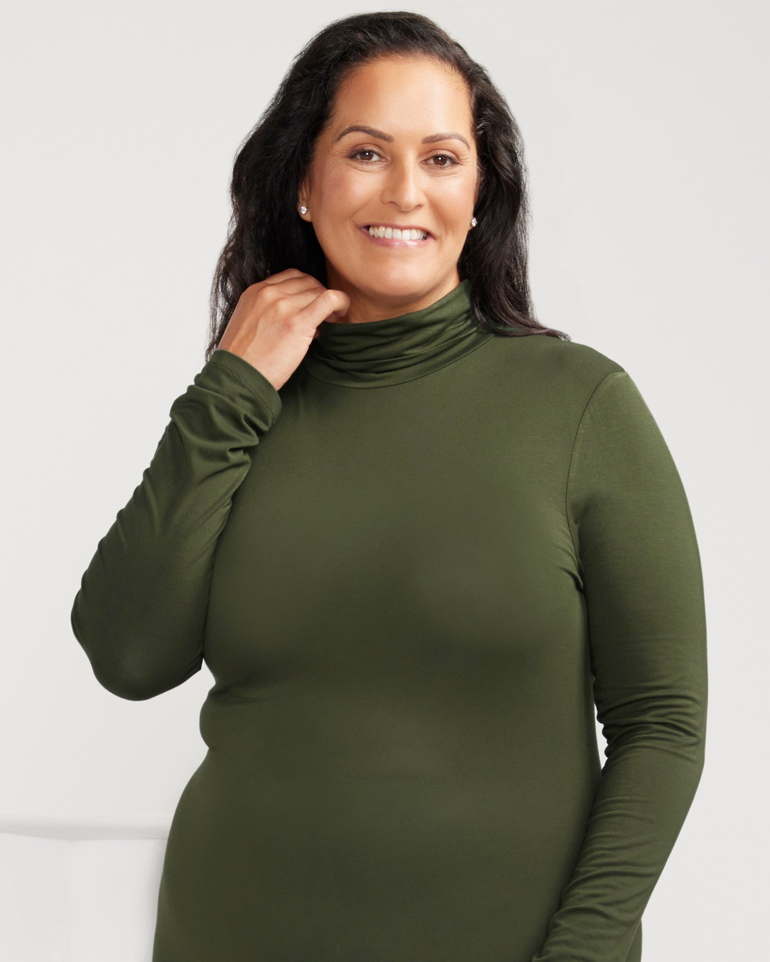 Bamboo Turtle Neck Skivvy - Forest – O2wear