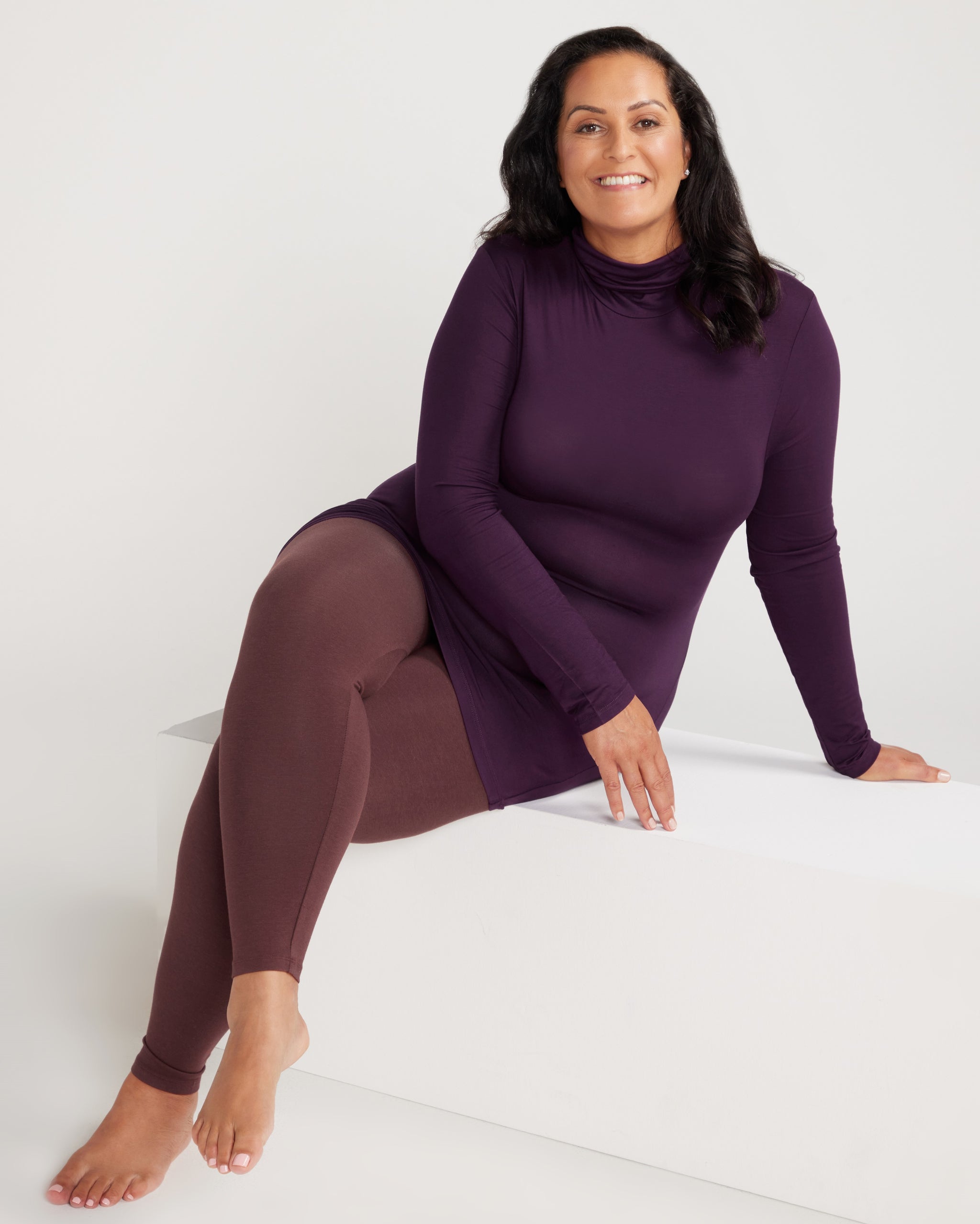 Bamboo Turtle Neck Skivvy - Purple – O2wear