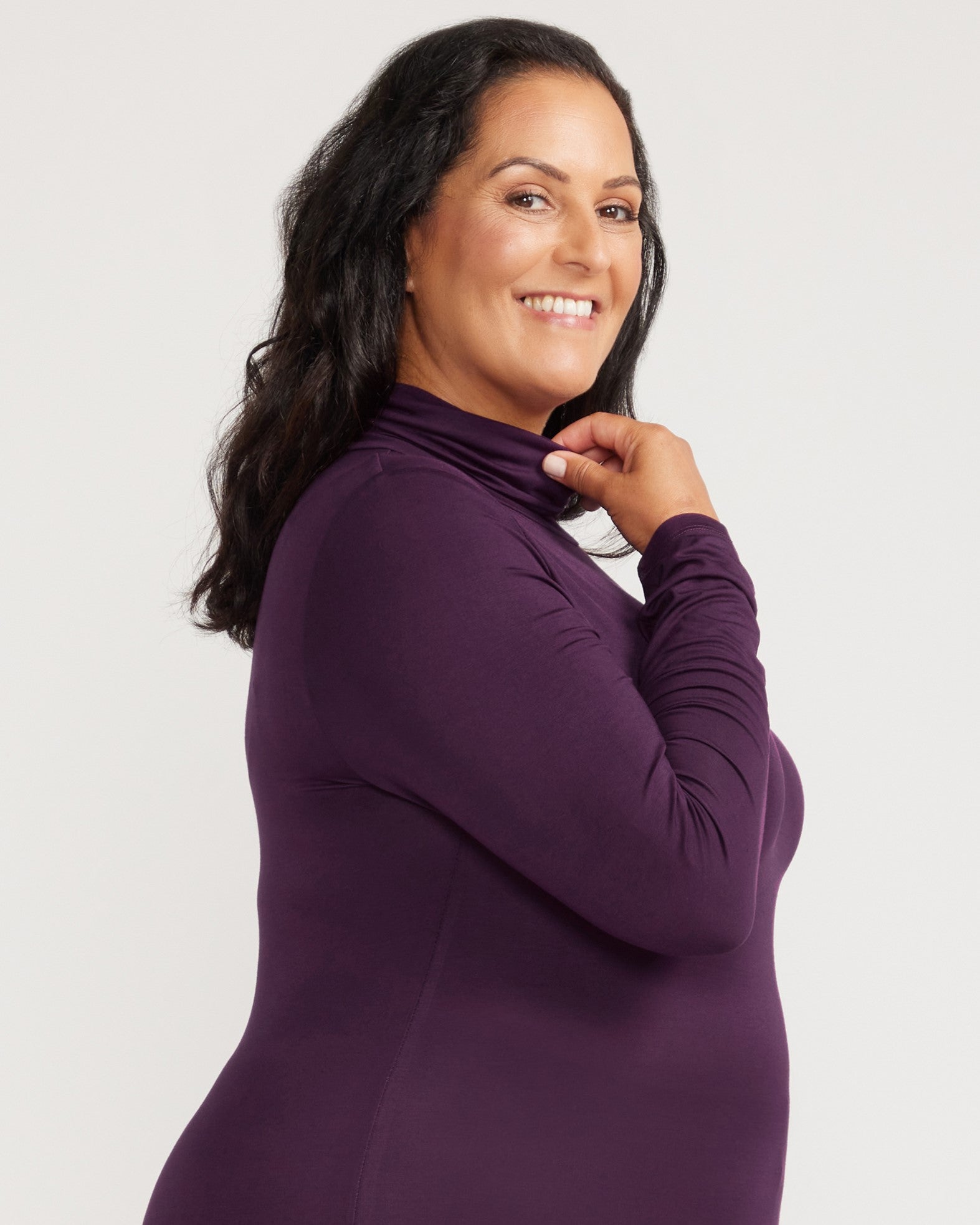 Bamboo Turtle Neck Skivvy - Purple – O2wear
