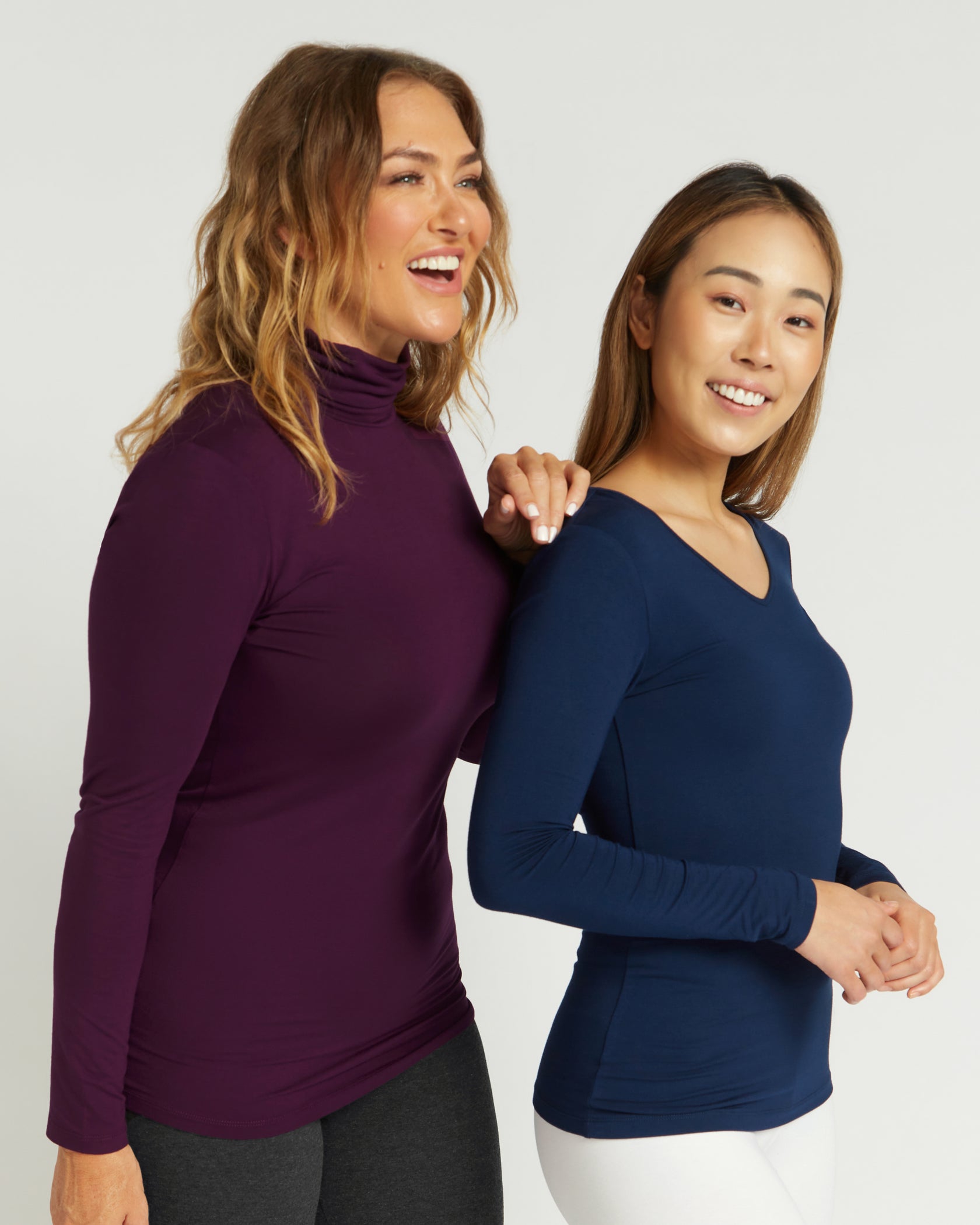 Bamboo Turtle Neck Skivvy - Purple – O2wear