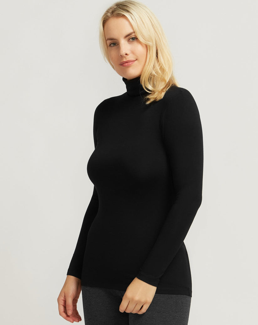 Bamboo Turtle Neck Skivvy - Black – O2wear