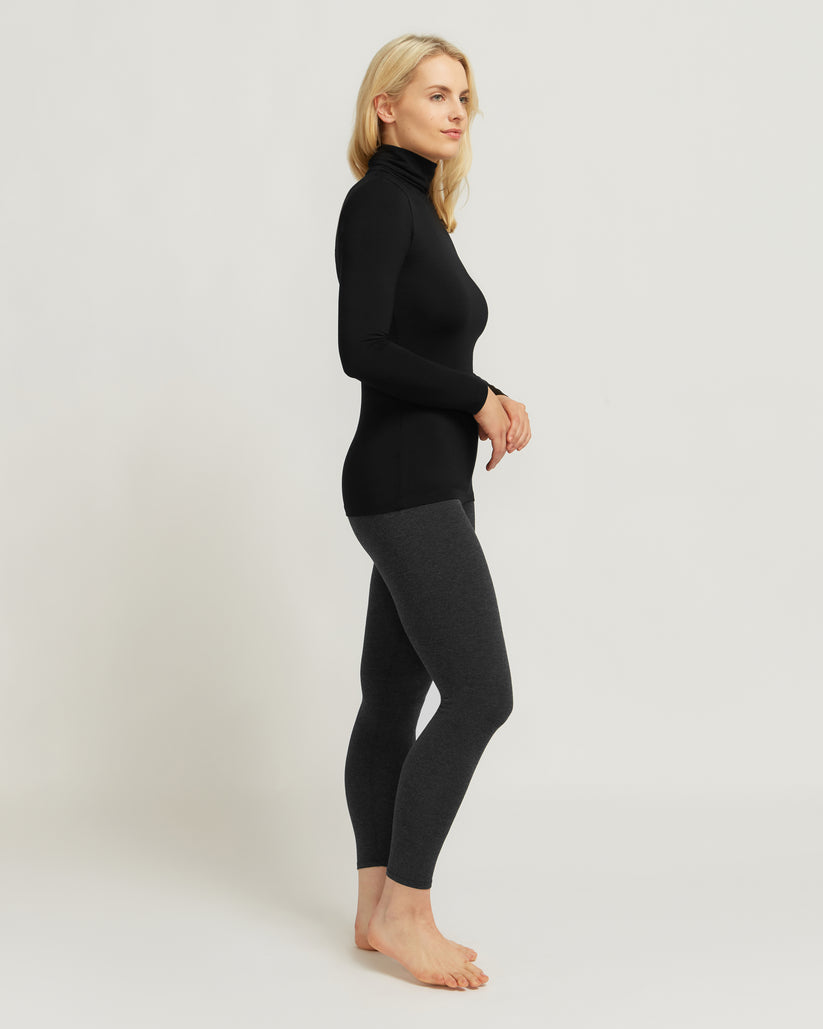 Bamboo Turtle Neck Skivvy - Black – O2wear