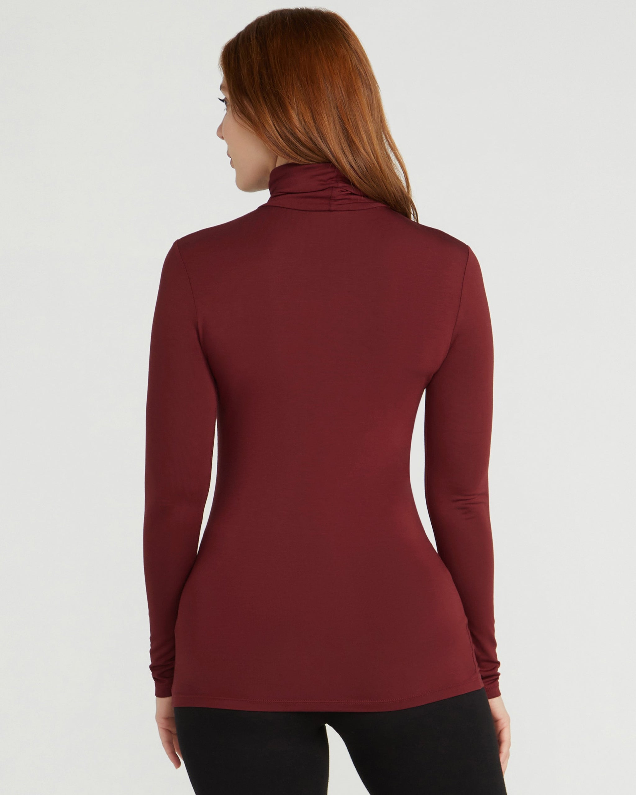 Bamboo Turtle Neck Skivvy - Burnt Red – O2wear